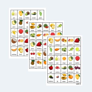 Bingo Cards – Fruity Bingo Cards! – 100 Colorful Fruit Bingo Cards ...