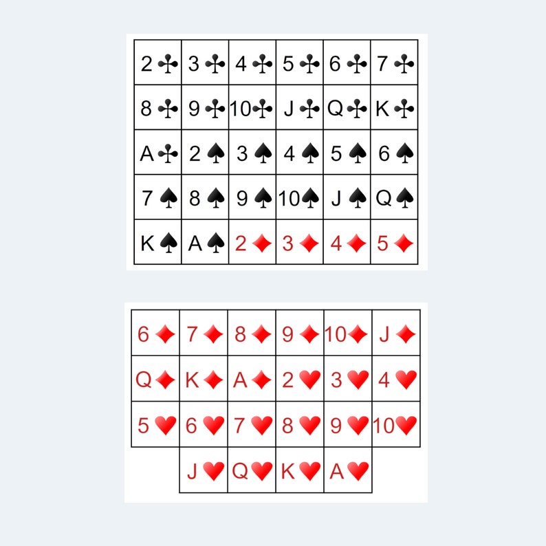 Poker Game Style Bingo Cards – 2 per Page – 500 Pages /1000 Printable ...