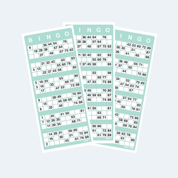 Printable UK Style 1-90 Bingo Ticket Cards 2 per Page 500 - Etsy