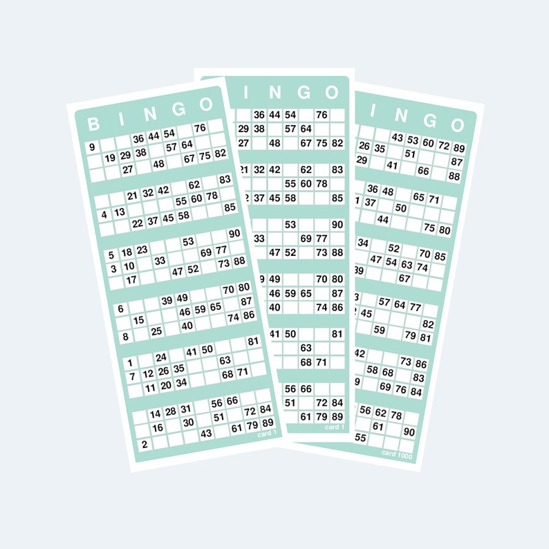 Printable UK Style 1-90 Bingo Ticket Cards, 2 per Page, 500 Pages ...