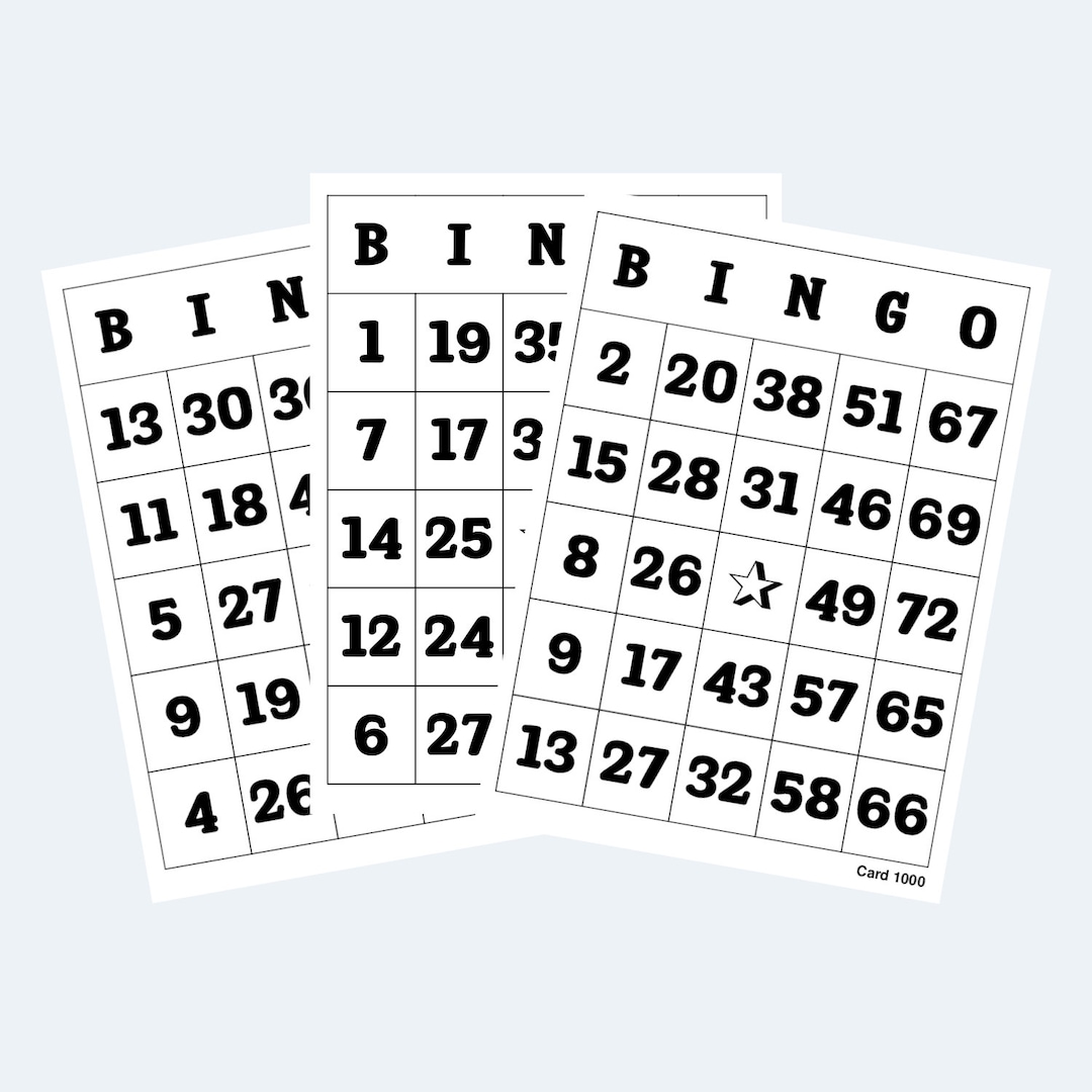 Bingo Cards - Printable Bingo Cards 4 per Page – 250 Pages / 1000 Cards ...
