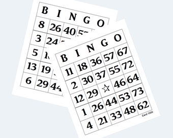 Printable UK Style 1-90 Colour Bingo Ticket Cards, 2 Cards per Page ...