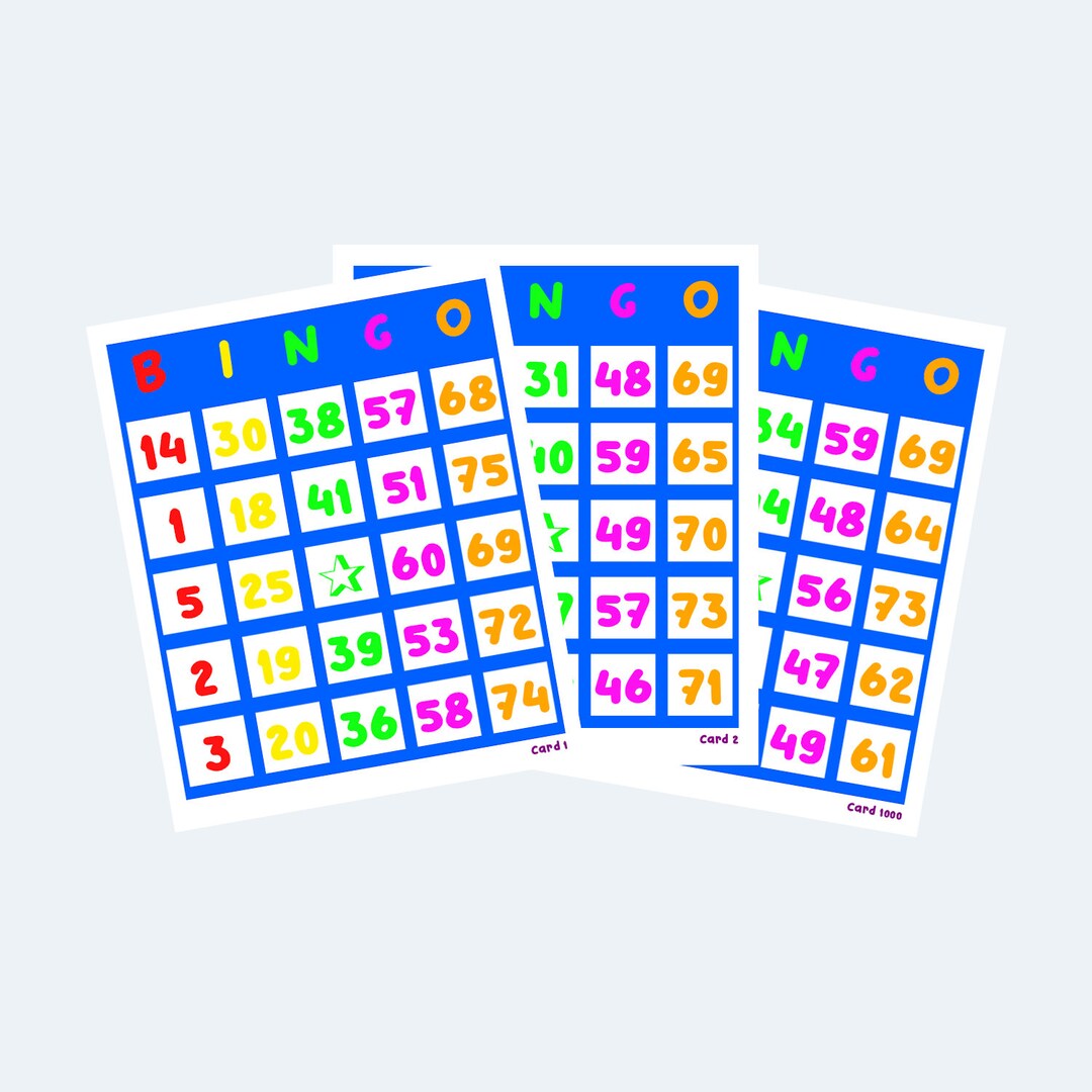 Printable Colour Bingo Cards 2 per Page – 1000 Cards - Etsy