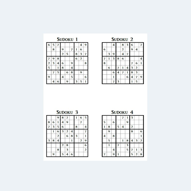 Sudoku Puzzles – 100 Easy-solve Sudoku Puzzles - Four Per-page Volume 1 ...
