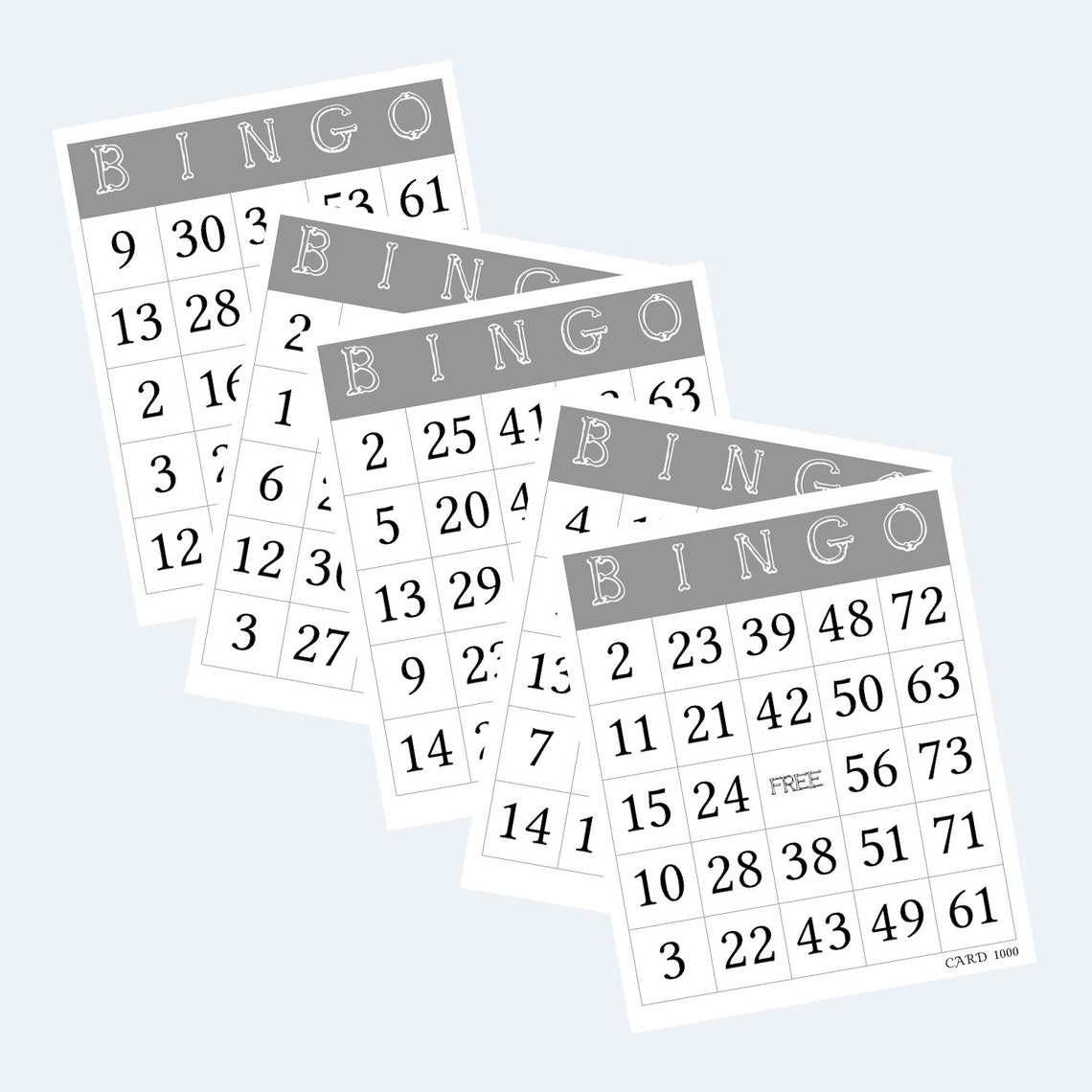 Bingo Cards Printable Bingo Cards 1000 Cards / 2 per Page - Etsy