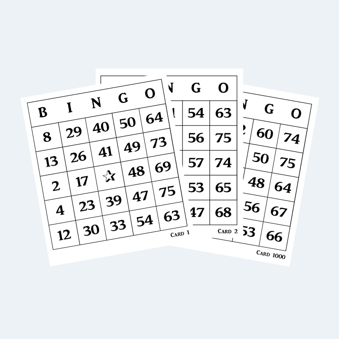 Printable Bingo Cards - Large Jumbo Print 1 per Page – 1000 Pages ...