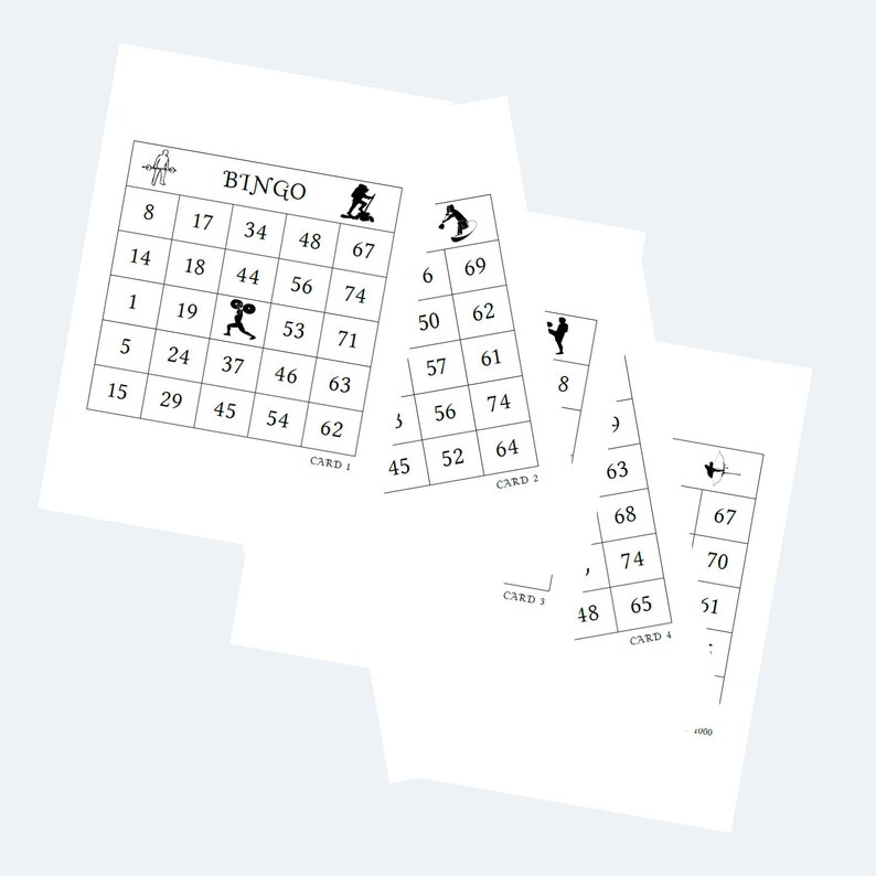 Printable Sport Themed Bingo Cards 2 per Page - Etsy