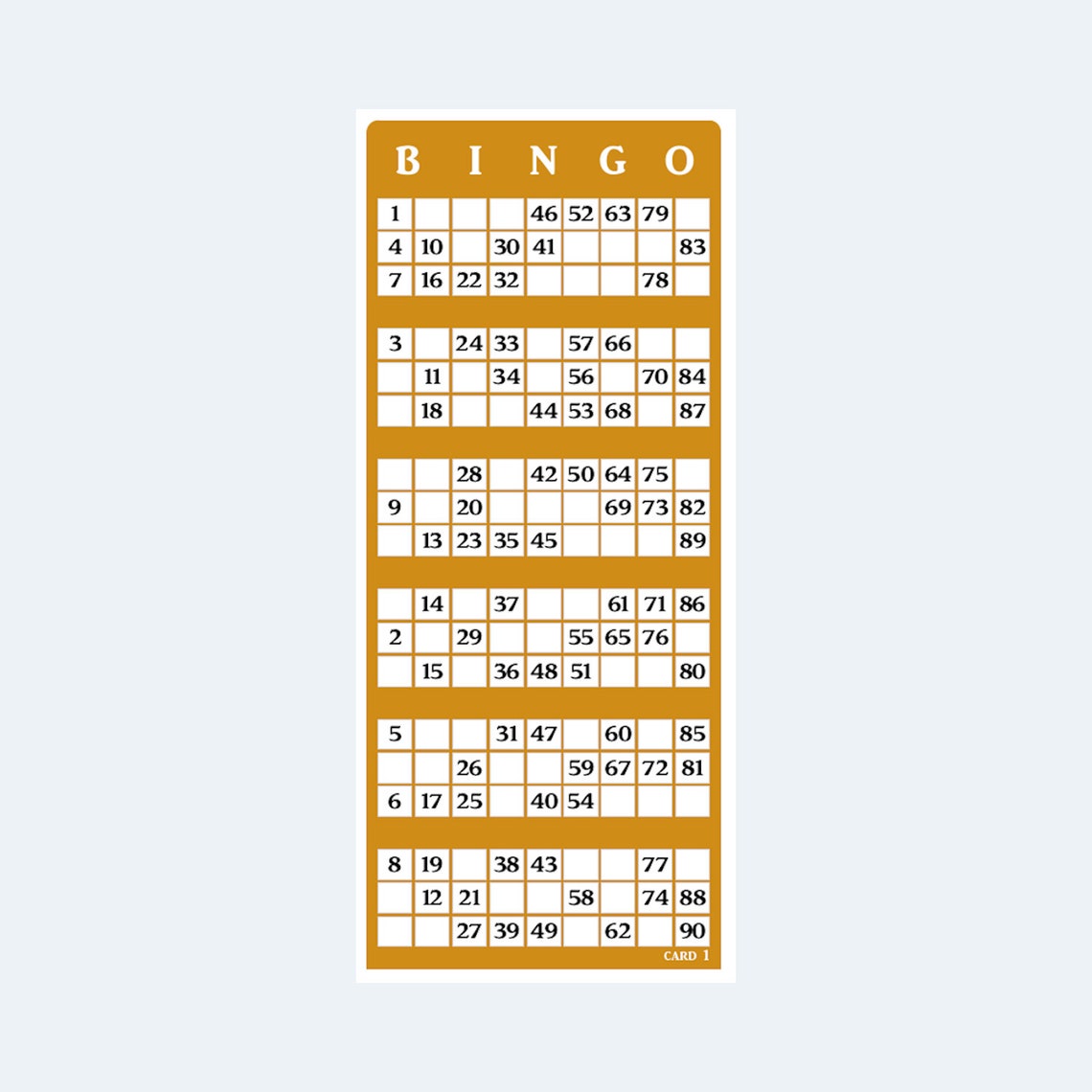 Printable UK Style 1-90 Bingo Ticket Cards, 2 per Page, 500 Pages ...