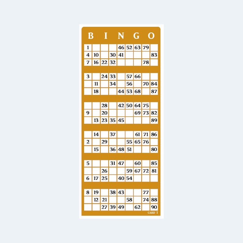 Printable UK Style 1-90 Bingo Ticket Cards, 2 per Page, 500 Pages ...