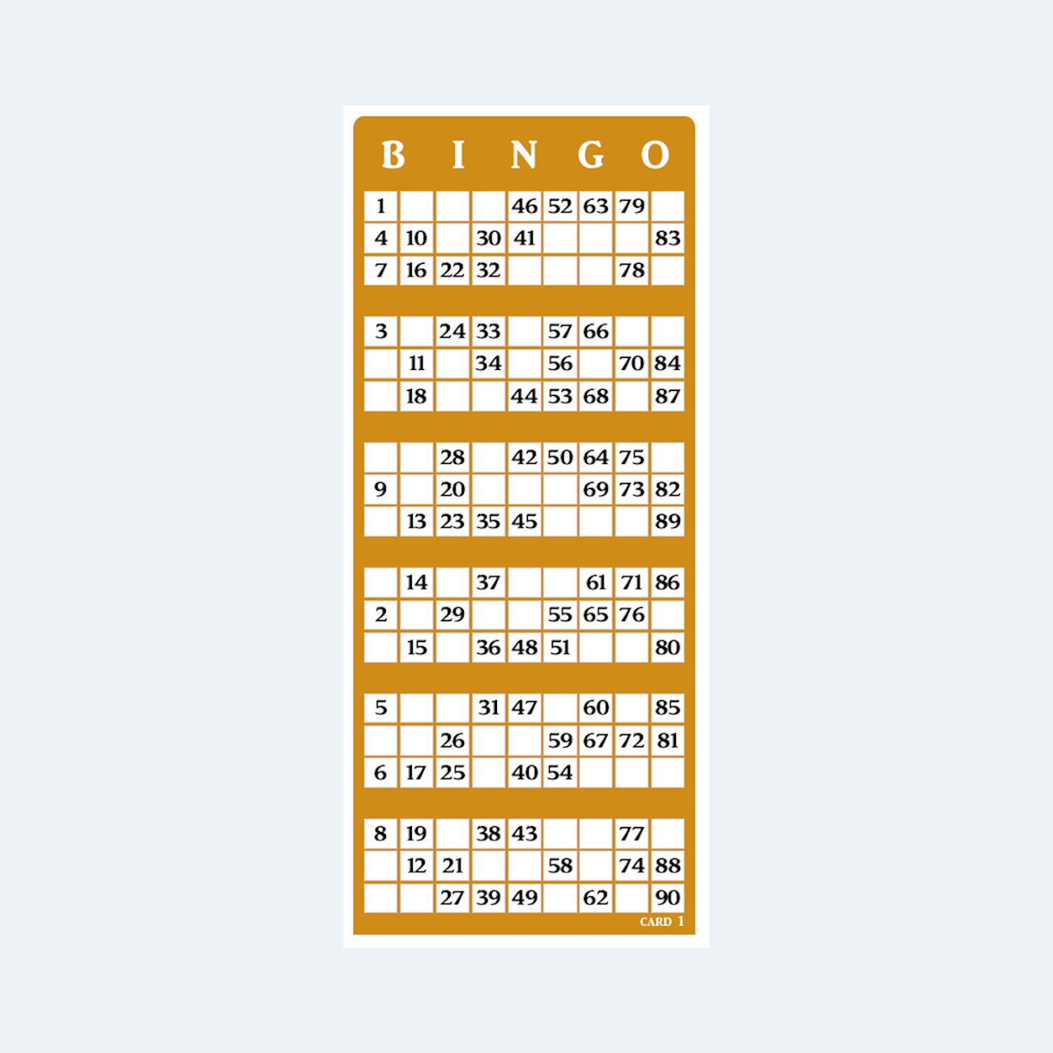 Printable UK Style 1-90 Bingo Ticket Cards, 2 per Page, 500 Pages ...