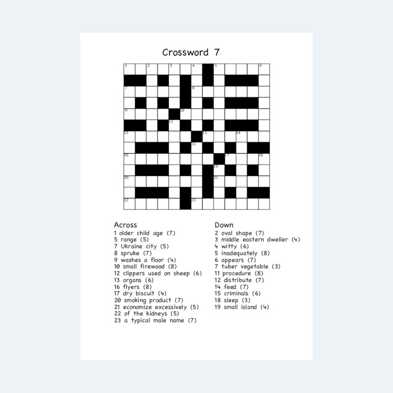 Crossword Puzzles 60 Printable Crossword Puzzles With Solutions Digital ...