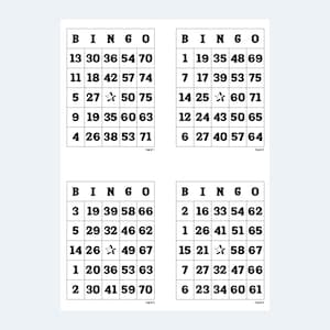 Bingo Cards - Printable Bingo Cards 4 per Page – 250 Pages / 1000 Cards ...