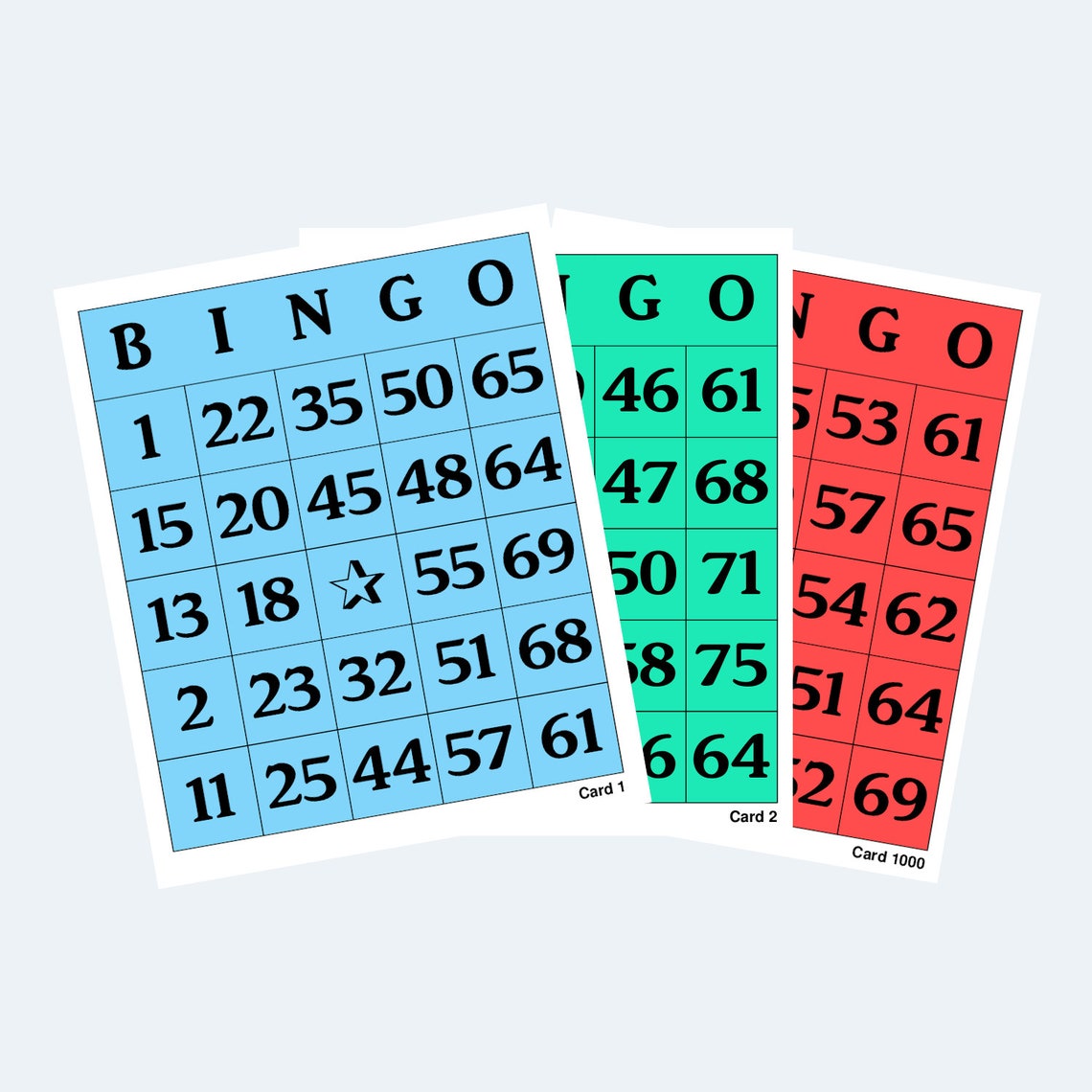 Printable Bingo Cards, 2 per Page, Colour Printable Bingo Cards - Etsy