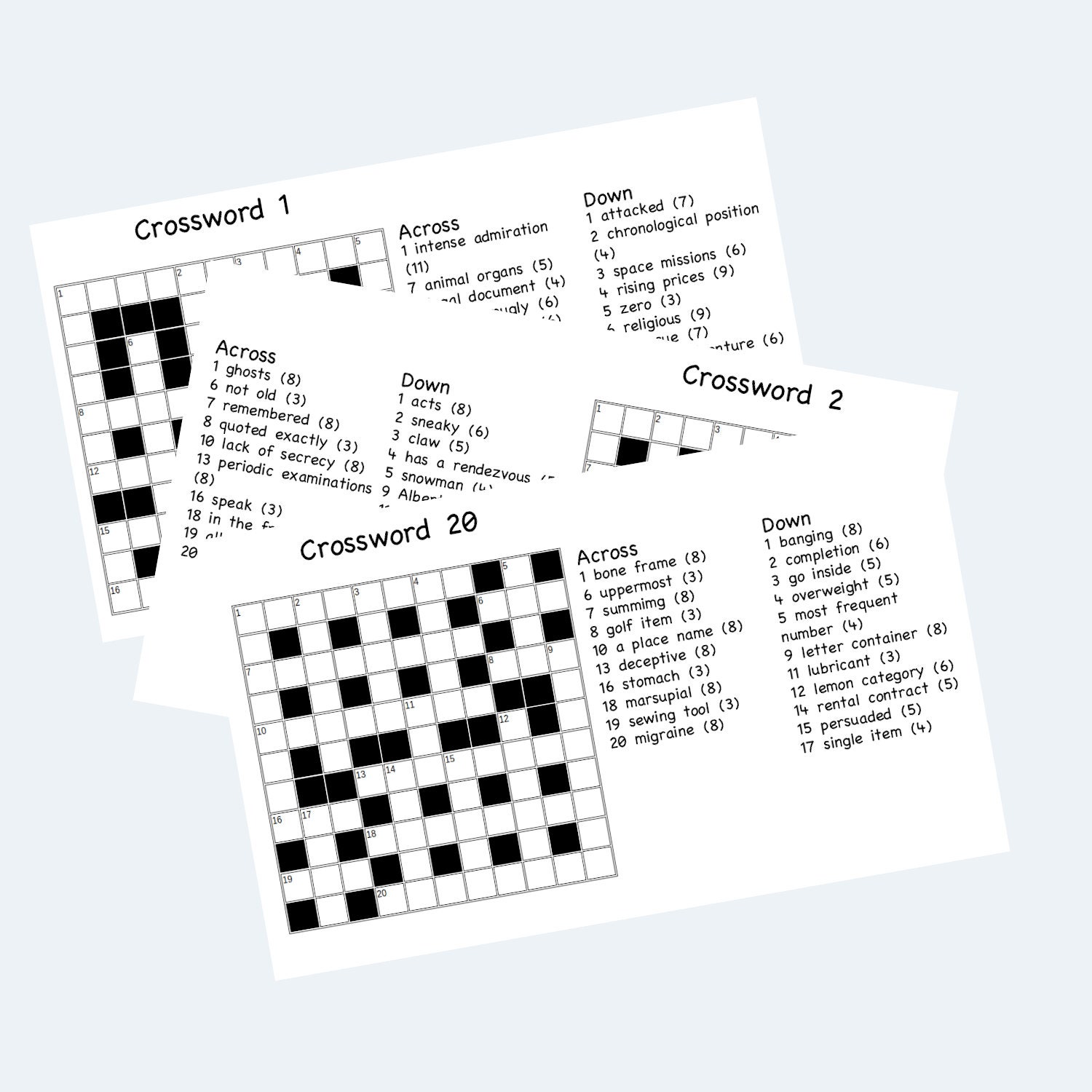 20 Printable Easy-solve Crossword Puzzles Downloadable Printable ...
