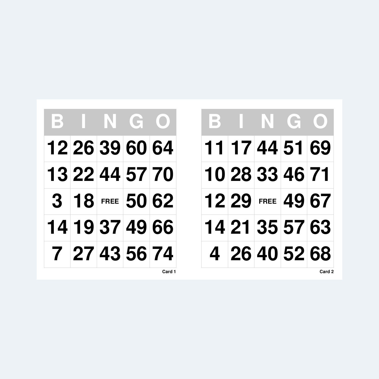 Bingo Cards Printable Bingo Cards 2 per Page 500 Pages / 1000 Cards - Etsy