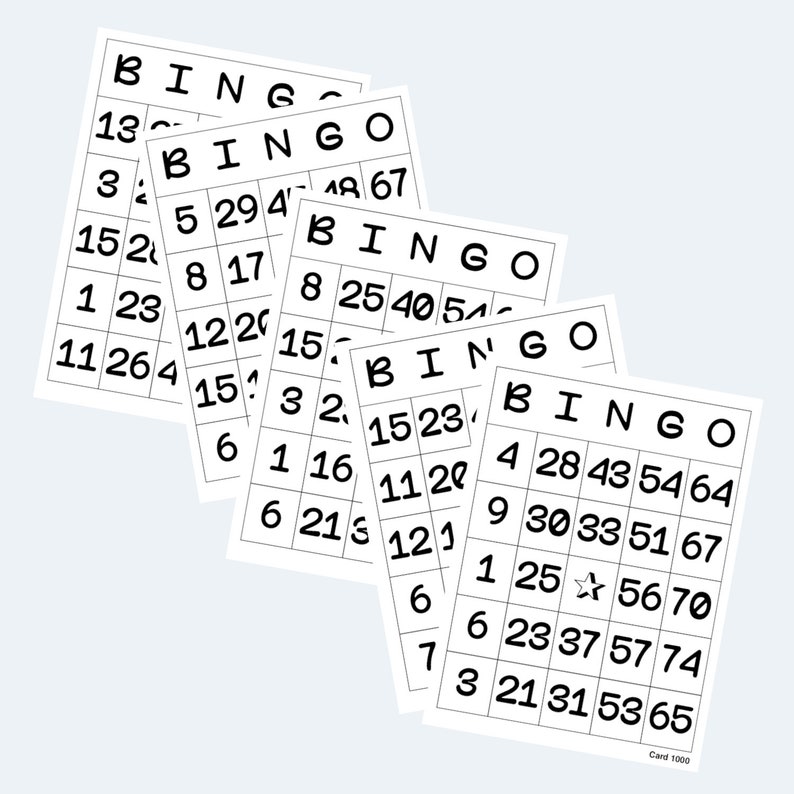Bingo Cards - Printable Bingo Cards 4 per Page – 250 Pages / 1000 Cards ...