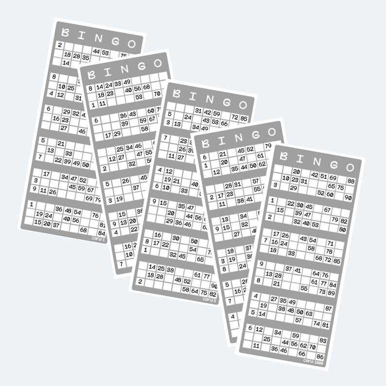Printable UK Style 1-90 Bingo Ticket Cards, 2 per Page, 500 Pages ...