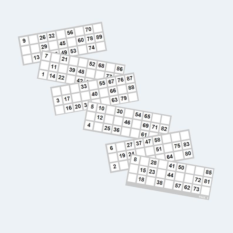 Printable UK Style 1-90 Bingo Ticket Cards, Large Print - Etsy