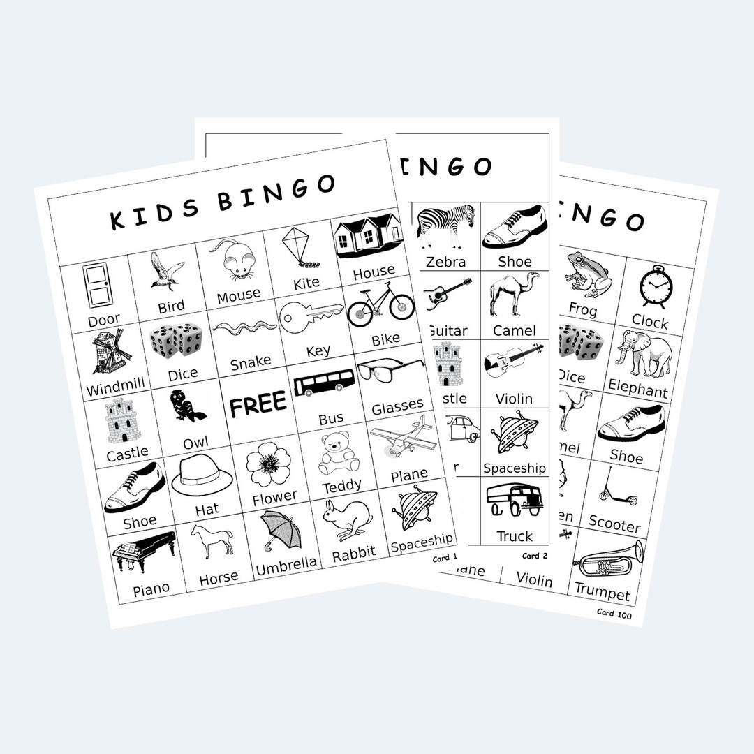 Kids Printable Bingo Cards - Large Jumbo Print 1 per Page – 100 Pages ...