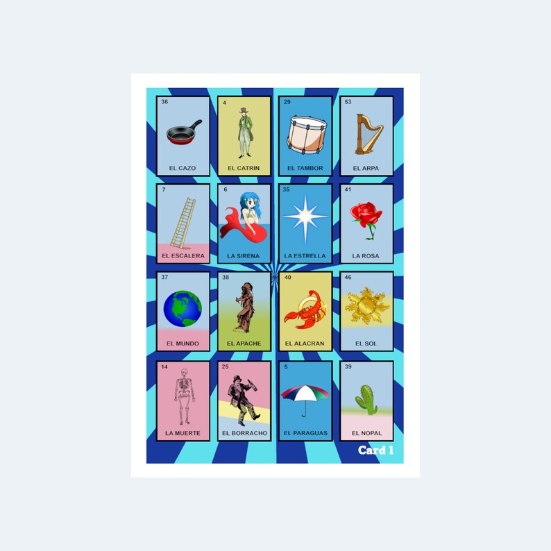 Loteria Cards - Color Printable Loteria Cards - 2 per Page – 1000 Cards ...