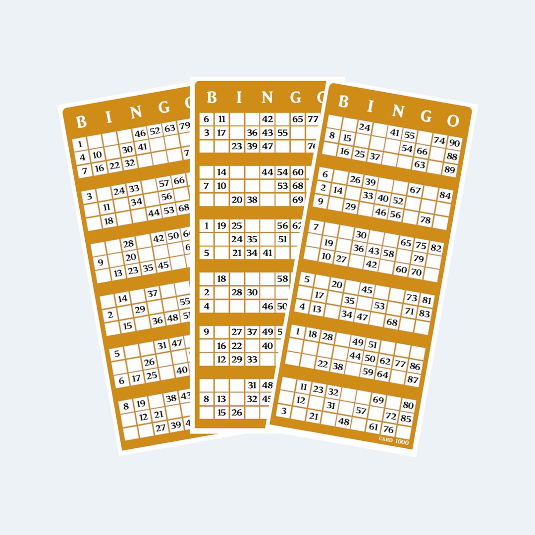 Printable UK Style 1-90 Bingo Ticket Cards, 2 per Page, 500 Pages ...