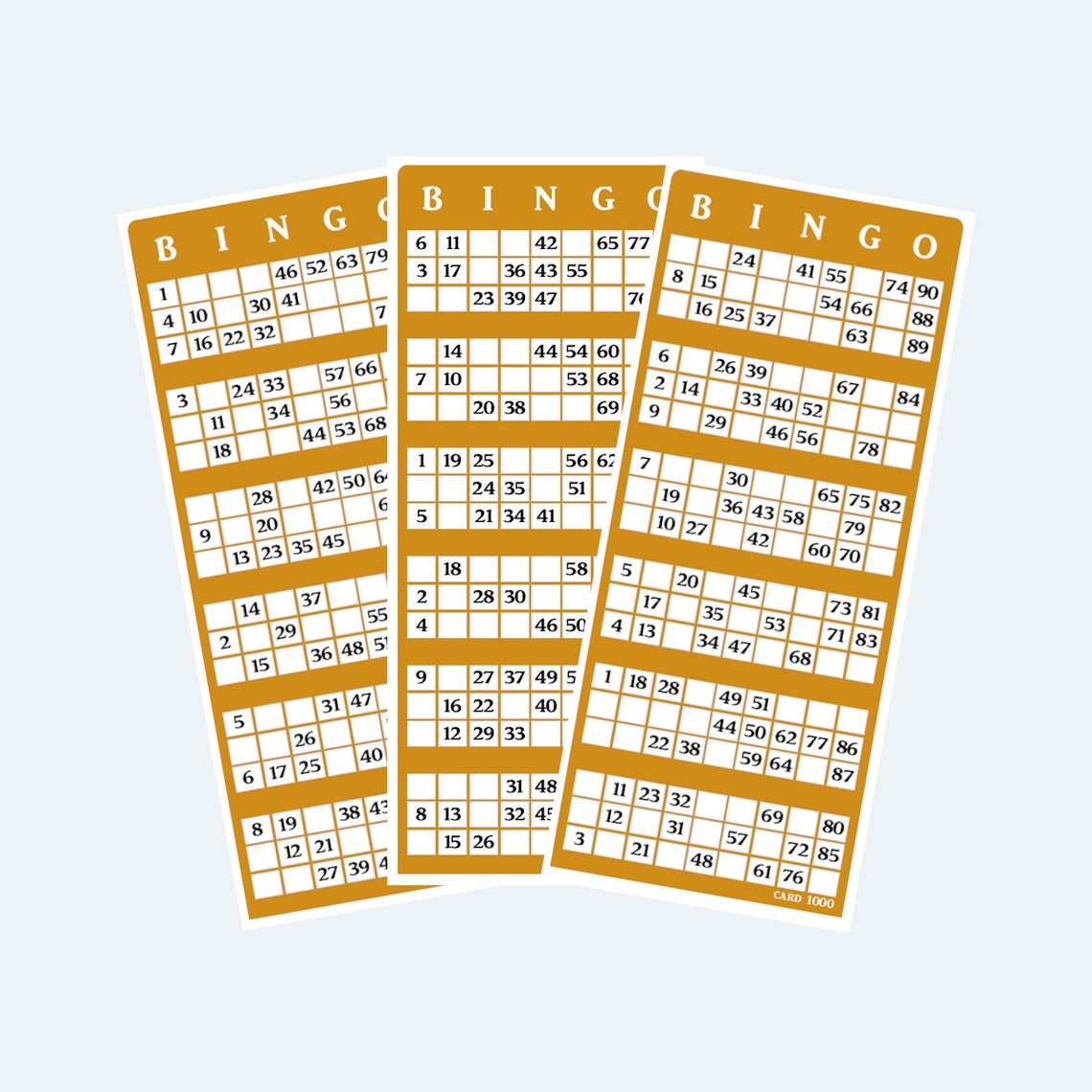 Printable UK Style 1-90 Bingo Ticket Cards, 2 per Page, 500 Pages ...