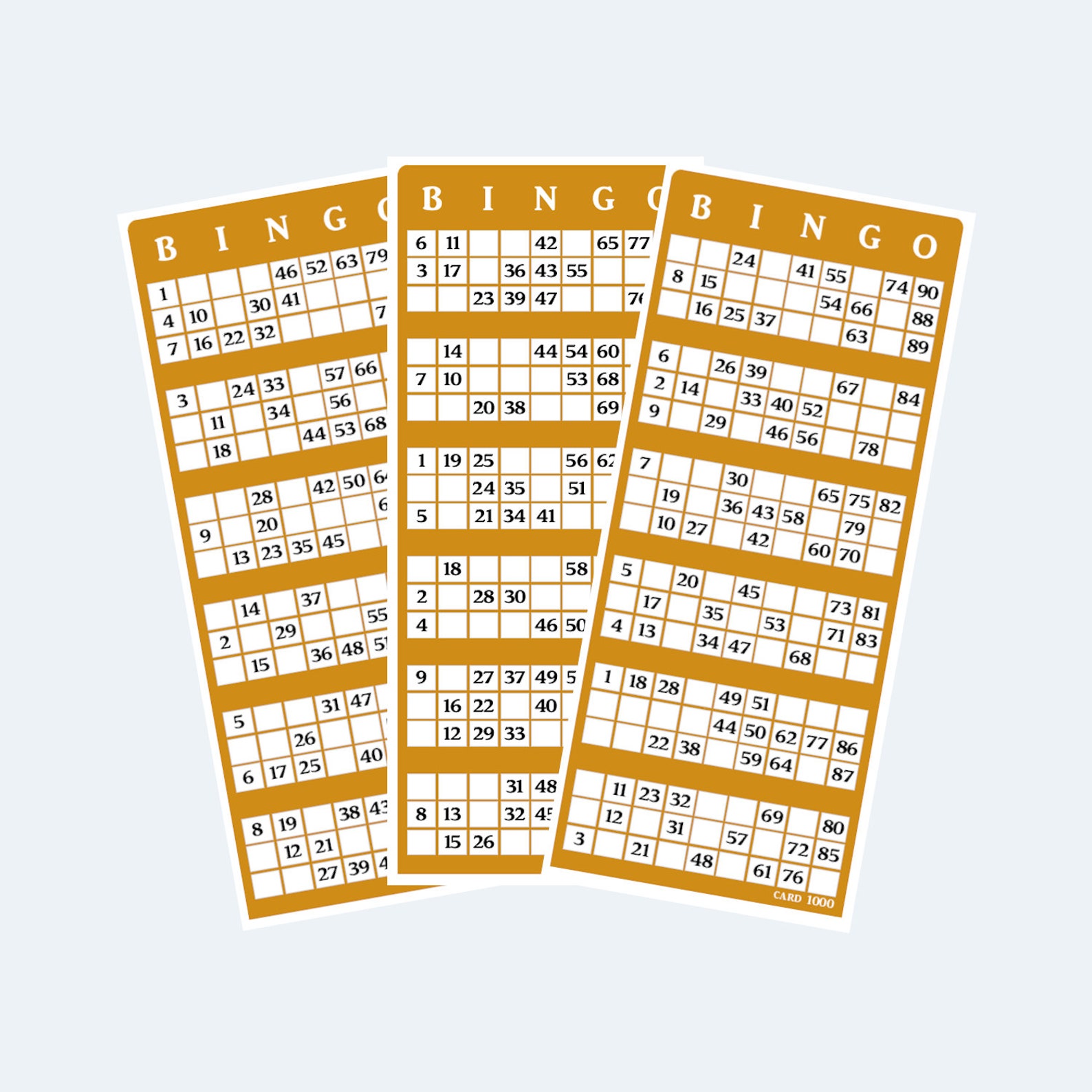 Printable UK Style 1-90 Bingo Ticket Cards, 2 per Page, 500 Pages ...