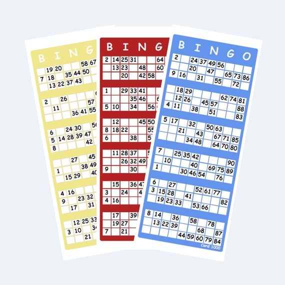 Printable Colour UK Style 1-90 Bingo Ticket Cards 2 per Page - Etsy New ...