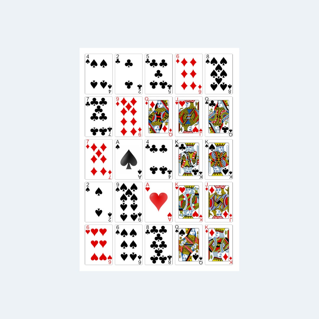 Poker Game Bingo Cards – 1000 Printable Poker Bingo Cards – Digital ...