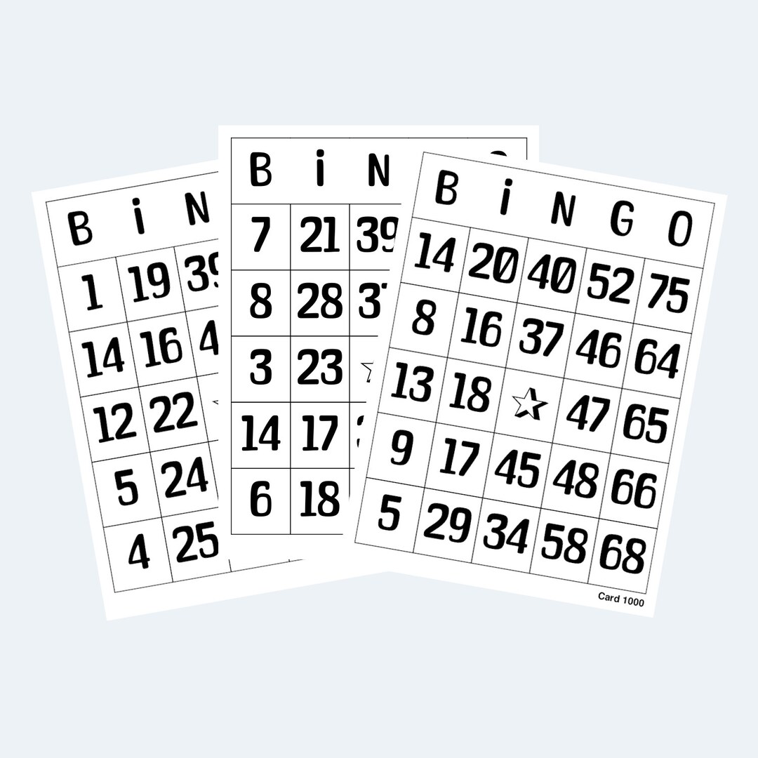 Bingo Cards - Printable Bingo Cards 4 per Page – 250 Pages / 1000 Cards ...