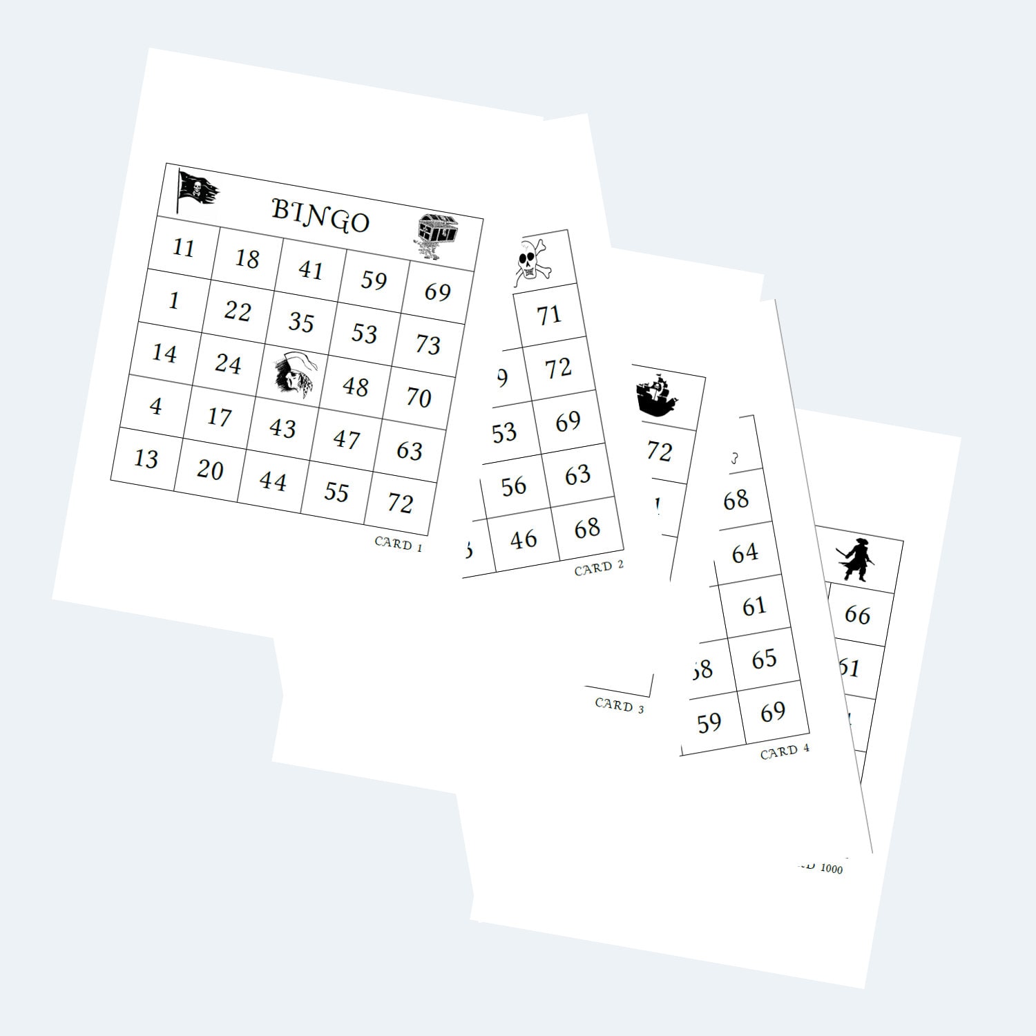 Printable Pirate Themed Bingo Cards - 2 per Page - Etsy