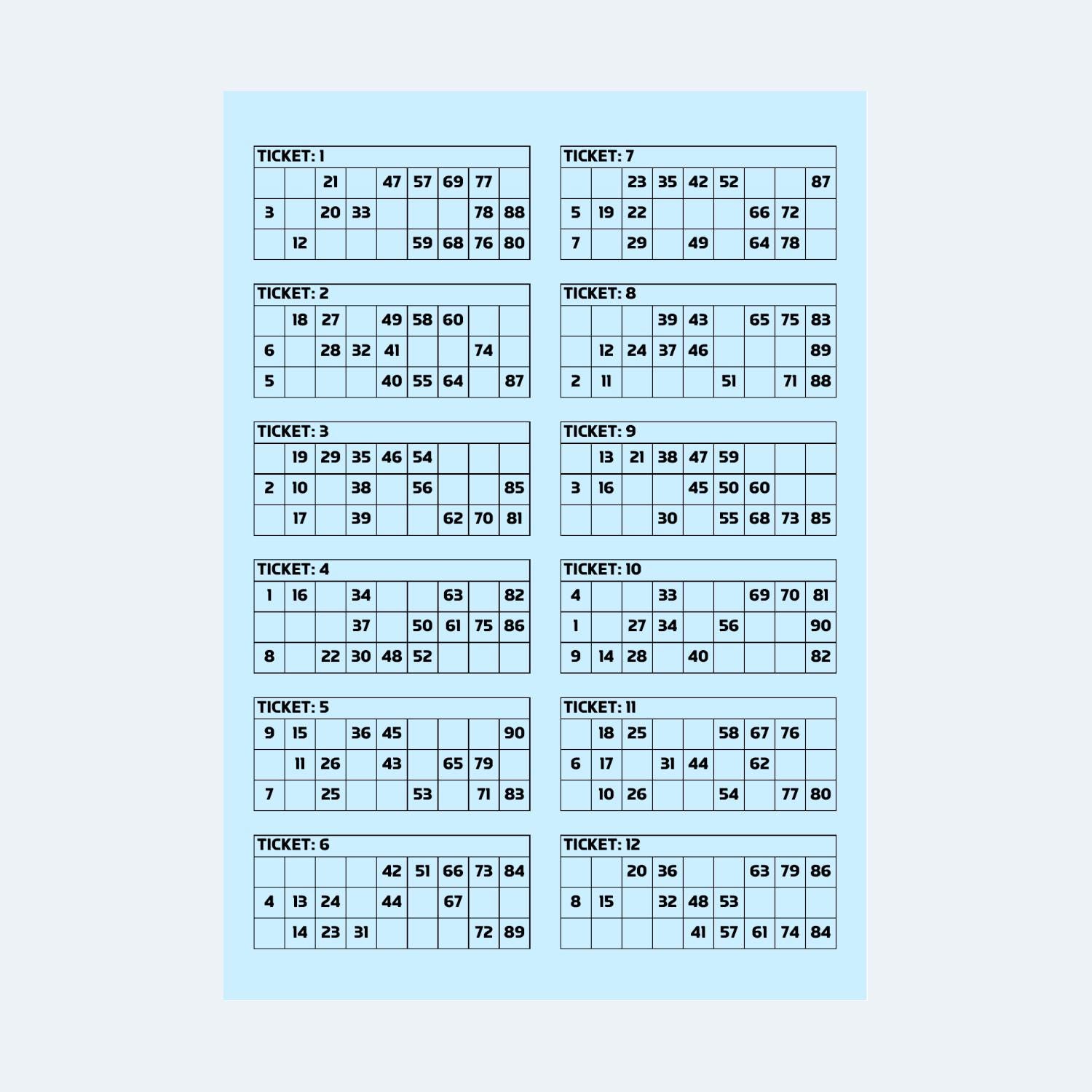 Tambola Tickets – 1 to 90 Printable Tambola Bingo Cards – 500 Pages ...