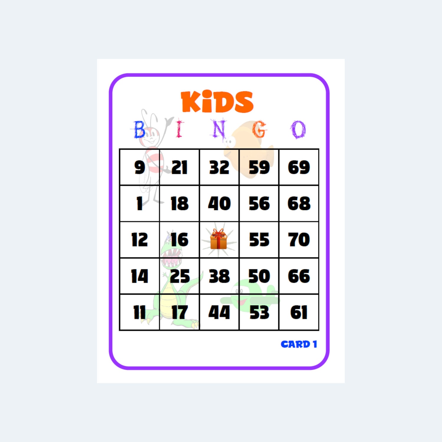 Printable Kids 1 to 75 Bingo Cards - 2 per Page – 500 Pages / 1000 ...