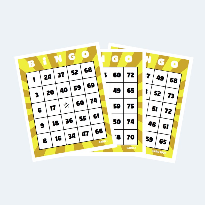 1000 Bingo Cards - Colorful 1 to 75 Bingo Cards 2 per Page – 500 Pages ...