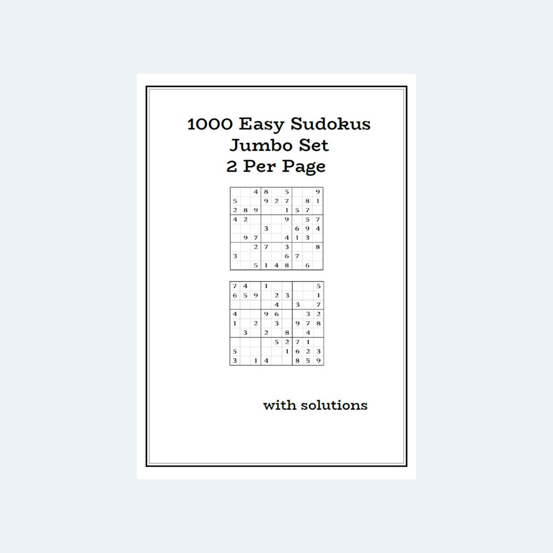 Sudoku Puzzles – Jumbo Set 1000 Easy-solve Sudoku Puzzles - 2 Per-page ...