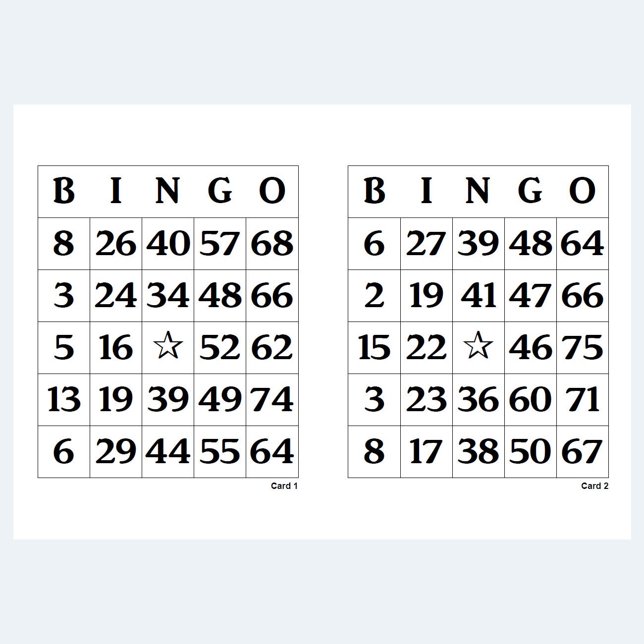 Printable Bingo Cards - Large Print 2 per Page - Etsy