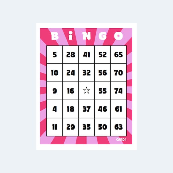 Printable UK Style 1-90 Bingo Ticket Cards 2 per Page 500 Pages / 1000 ...