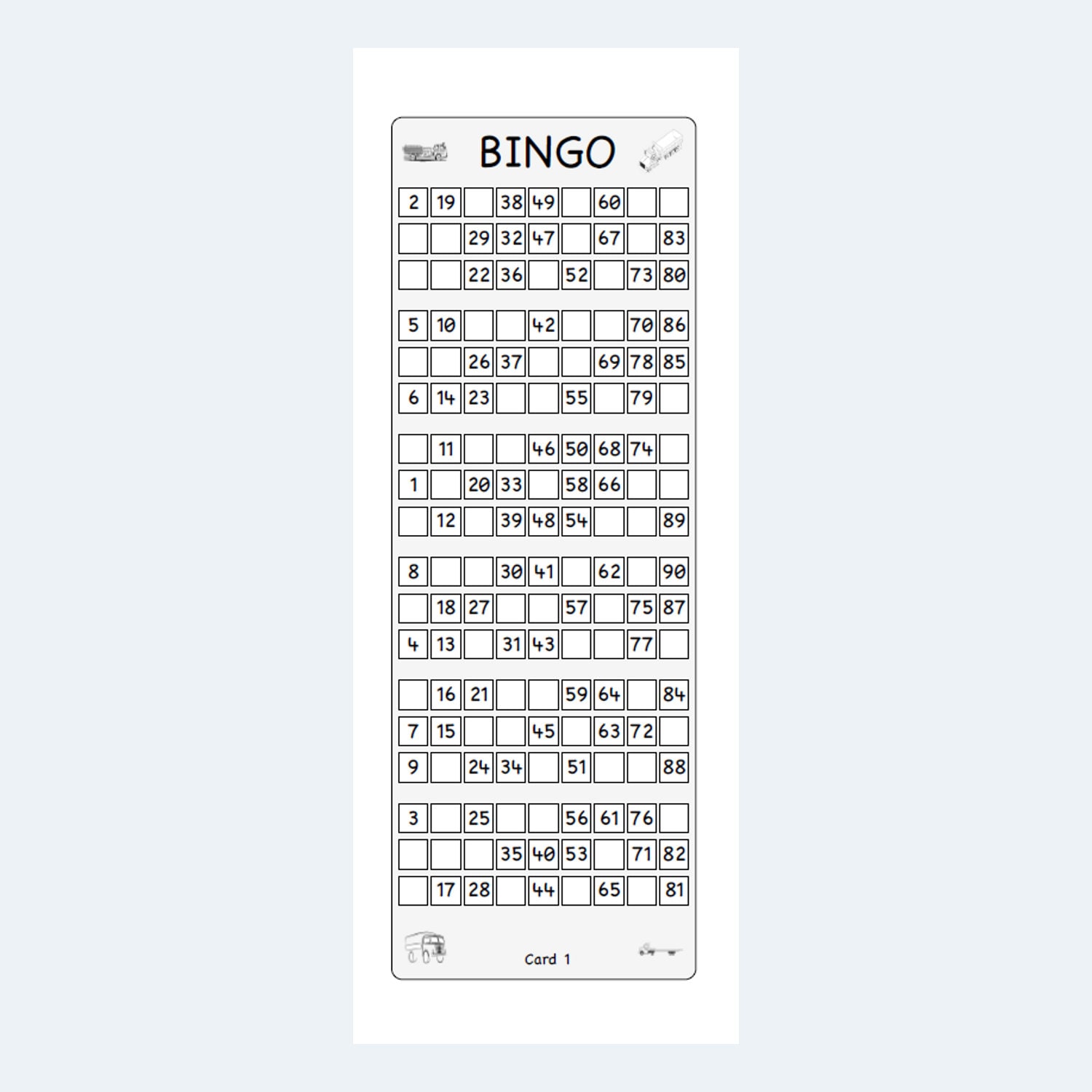 Tarjetas de boletos de bingo del 1 al 90, estilo británico, imprimibles ...