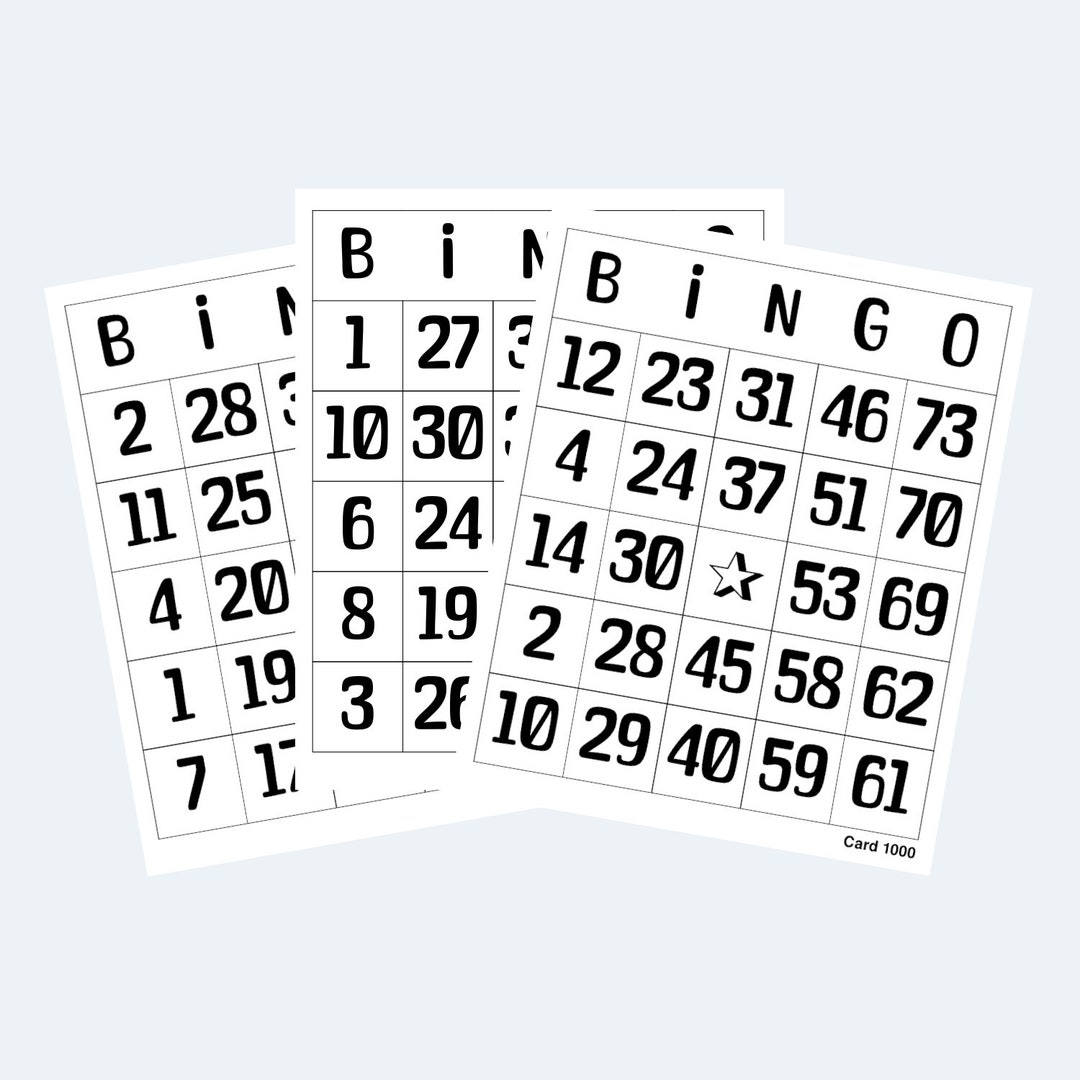 Bingo Cards - Printable Bingo Cards 2 per Page – 500 Pages / 1000 Cards ...