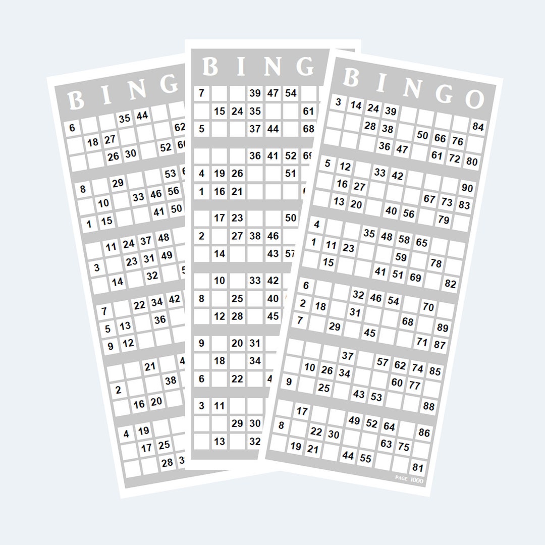 Printable UK Style 1-90 Bingo Ticket Cards, Large Print - Etsy