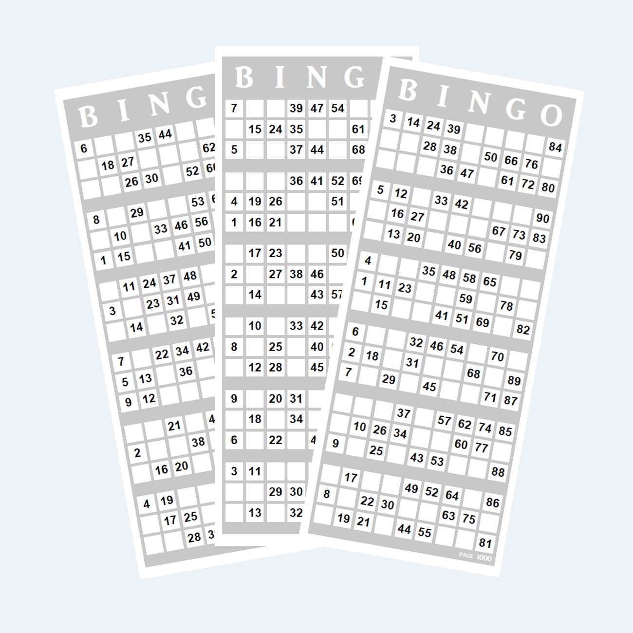 Printable UK Style 1-90 Bingo Ticket Cards, Large Print - Etsy