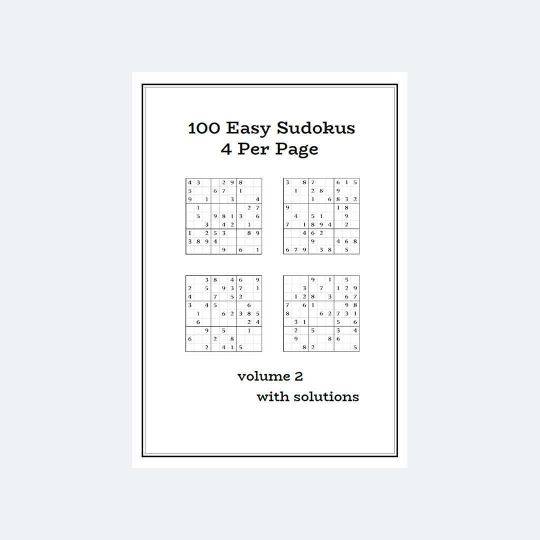 Sudoku Puzzles – 100 Easy-solve Sudoku Puzzles - Four Per-page Volume 2 ...
