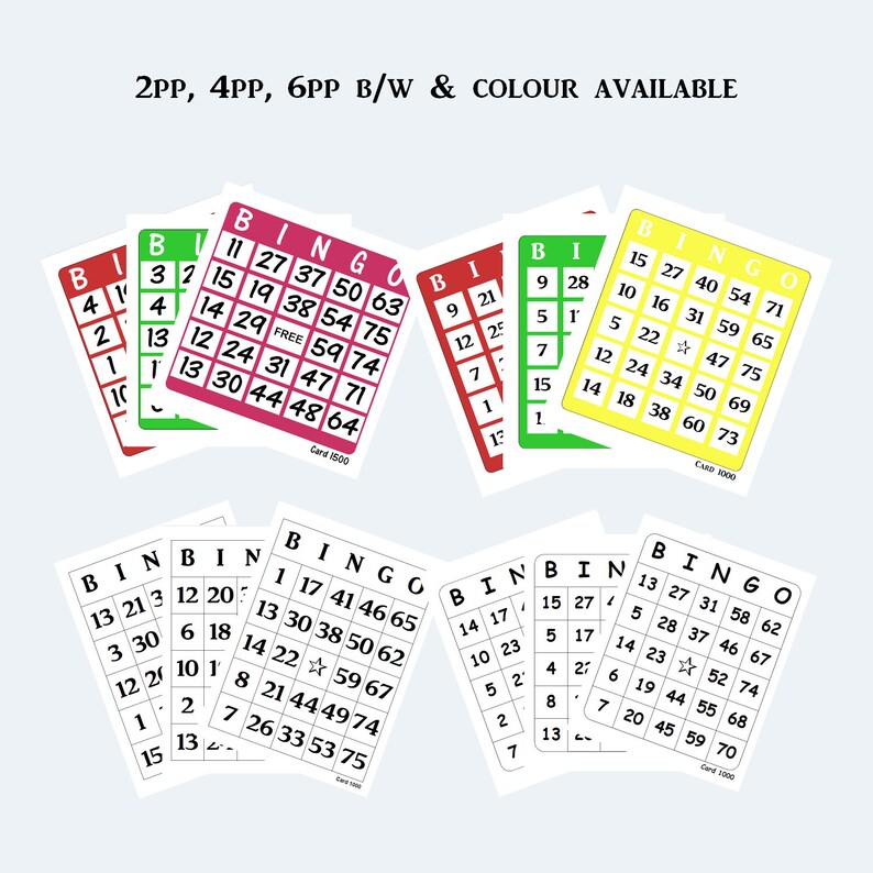 Printable Colour Bingo Cards – 6 per Page - Etsy