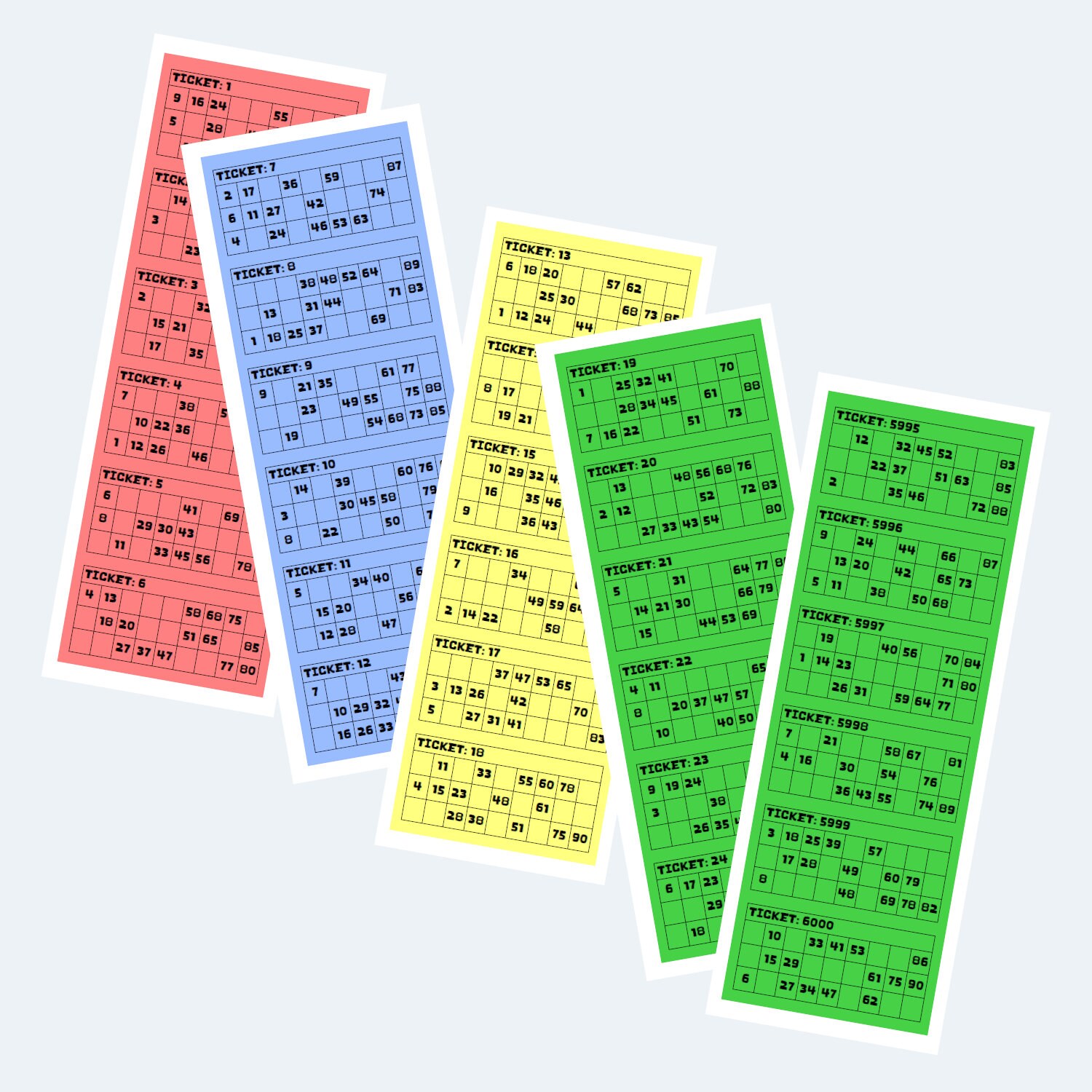 Tambola Tickets – 1 to 90 Printable Tambola Bingo Cards – 500 Pages ...