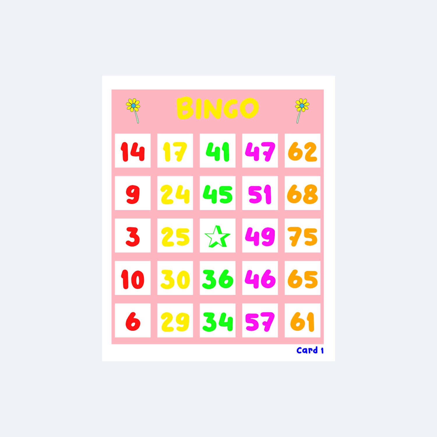 Colour Bingo Cards – Printable Pink Bingo Cards - 2 per Page – 500 ...