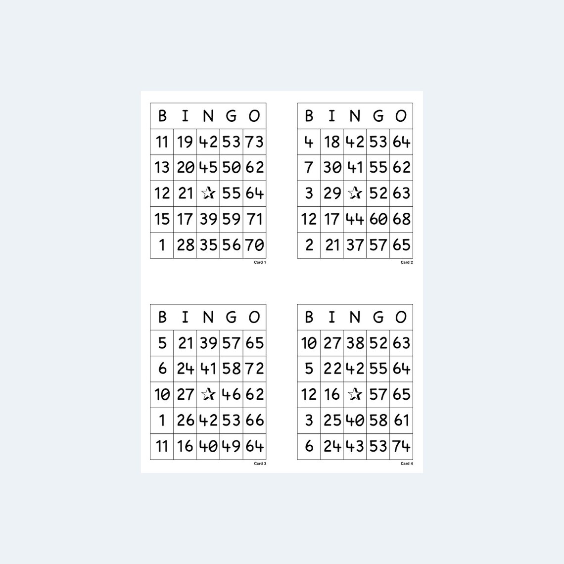 Bingo Cards - Printable Bingo Cards – 4 per Page - Etsy