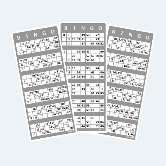 Printable UK Style 1-90 Bingo Ticket Cards 2 per Page 500 | Etsy