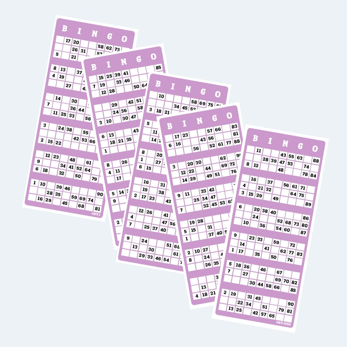 Printable Colour UK Style 1-90 Bingo Ticket Cards, 2 per Page - Etsy