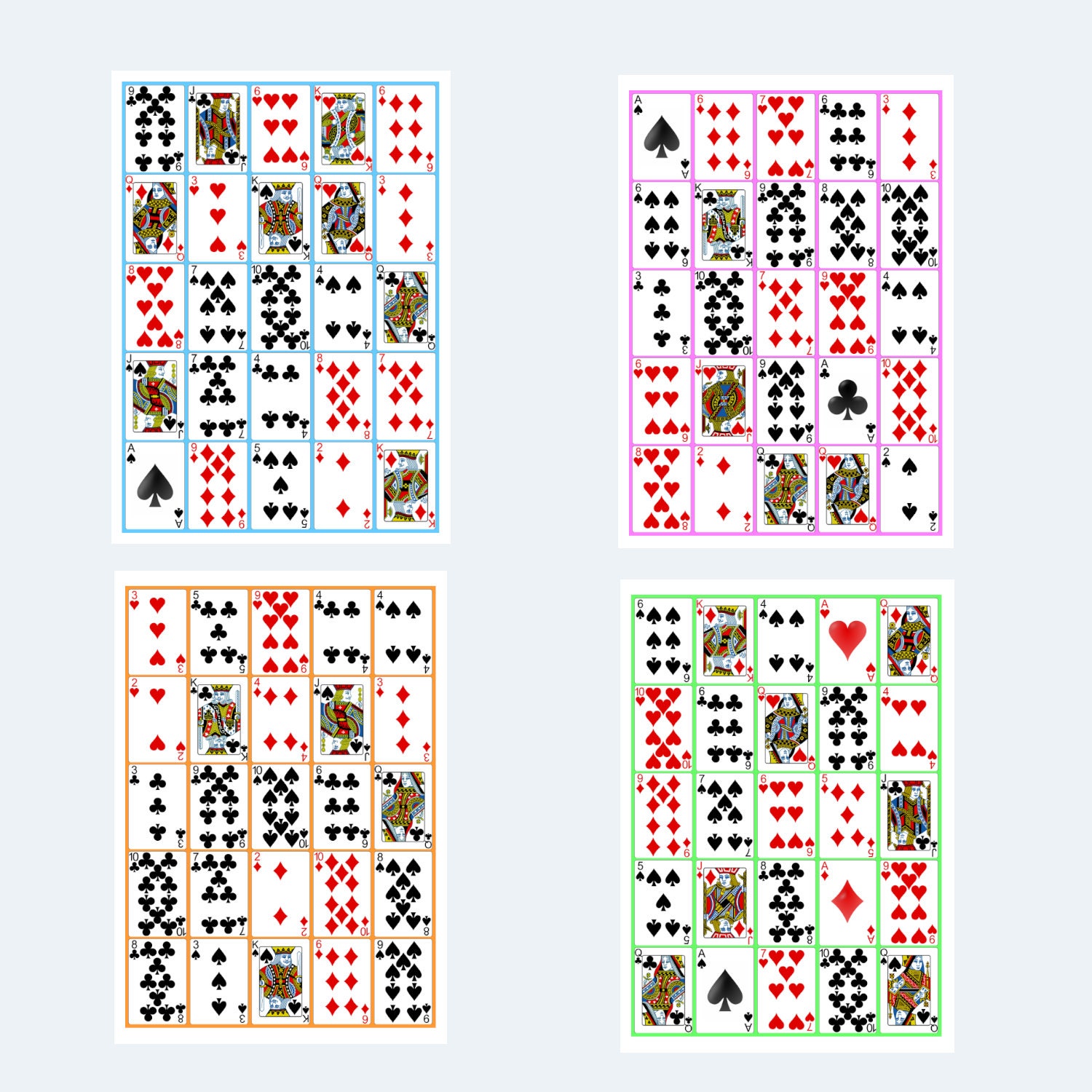 Poker Game Bingo Cards 1000 Printable Poker Bingo Cards Digital ...