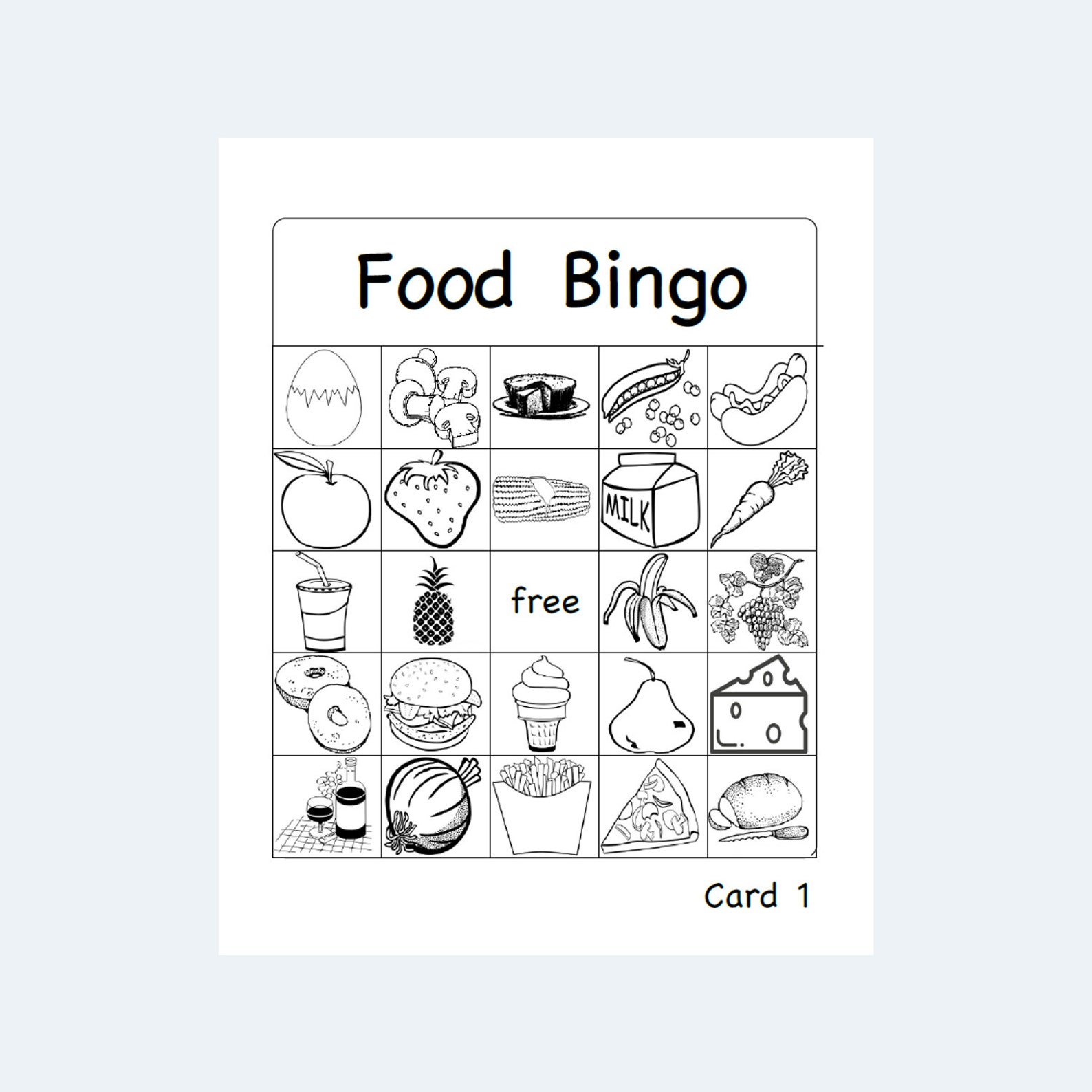 Printable Picture Bingo Cards ‘food’ - 4 per Page - Etsy